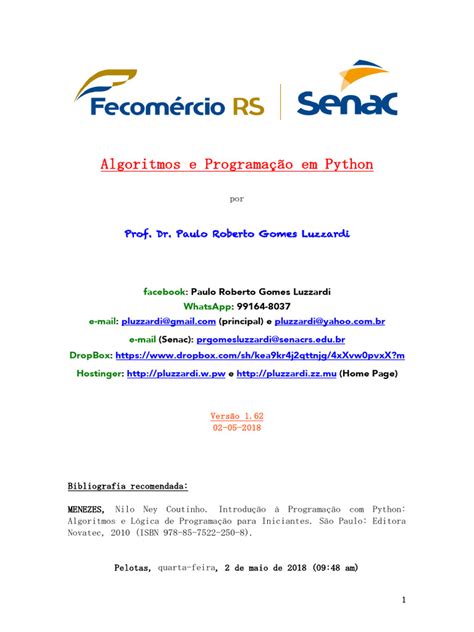 Algoritmos E Programacao Em Python 1 Pdf Linguagem De Programação Python Linguagem De