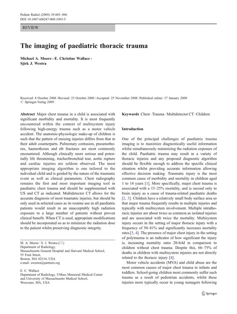 PDF The Imaging Of Paediatric Thoracic Trauma