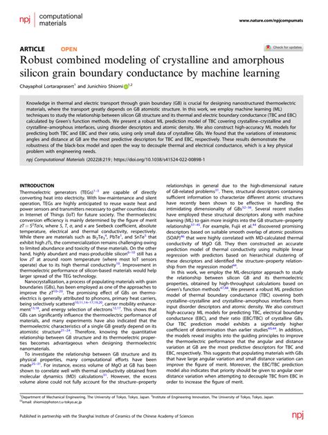 Pdf Robust Combined Modeling Of Crystalline And Amorphous Silicon