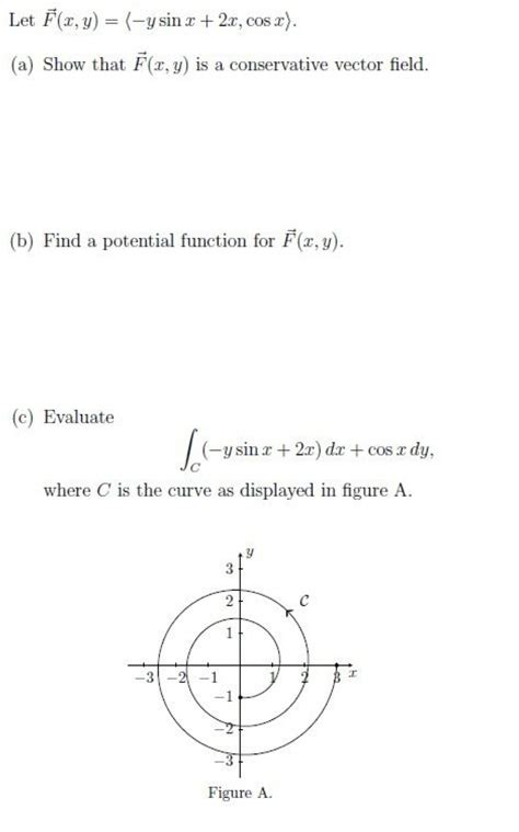 Solved Let Vec F X Y Y Sin X X Cos X A Show That Chegg Com