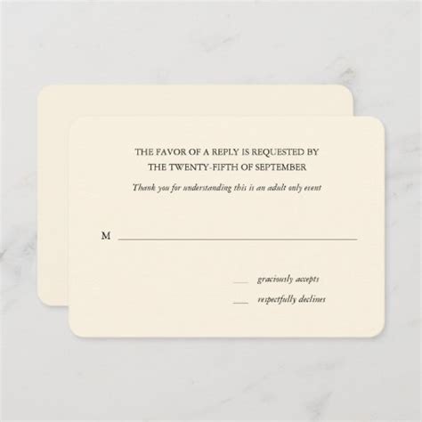 Adult Only Wedding RSVP Card Zazzle