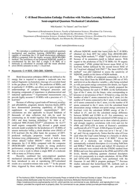 Pdf Ch Bond Dissociation Enthalpy Prediction With Machine Learning Reinforced Semi Empirical