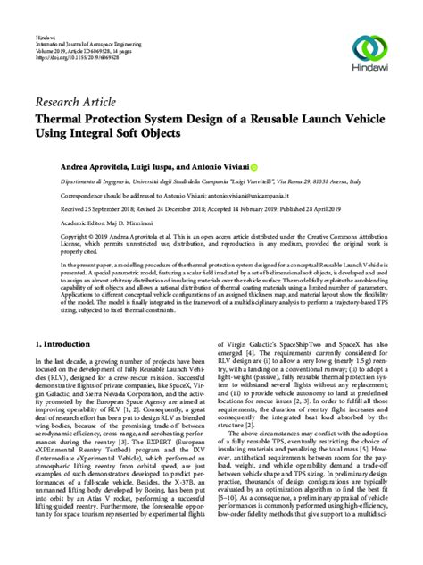 Pdf Thermal Protection System Design Of A Reusable Launch Vehicle Using Integral Soft Objects