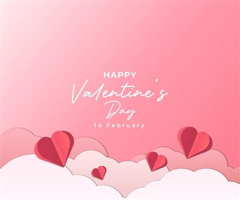 Fondo Del Día De San Valentín Con Nube Y Corazón En Estilo De Corte De