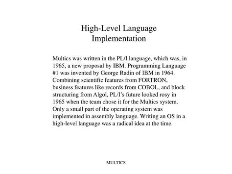 Ppt Introduction And Overview Of The Multics Operating System