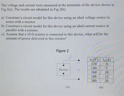 Solved The Voltage And Current Were Measured At The
