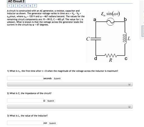 Solved AC Circuit し A circuit is constructed Chegg com