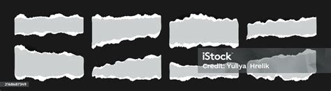 스크랩북 또는 콜라주를 위한 현실적인 찢어진 회색 노트북 종이 시트 고르지 않은 질감의 찢어진 빈 페이지 메시지 텍스트를위한 빈