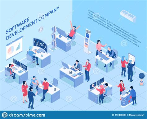Programmers Isometric Horizontal Illustration Stock Vector Illustration Of Occupation