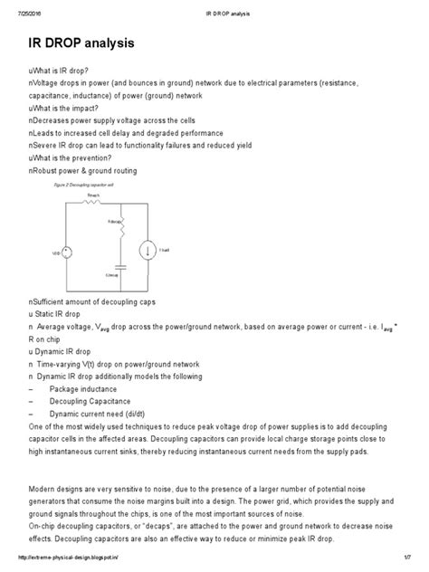 Ir Drop Analysis Avg Avg Pdf Capacitor Manufactured Goods
