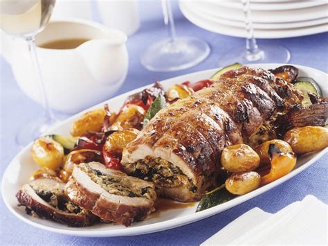 Stuffed Pork Roast With Potatoes And Vegetables Recipe Eat Smarter Usa