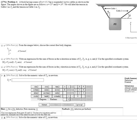 Solved Texts Solve For T1 And T2 17 Problem 4 A Block Having A