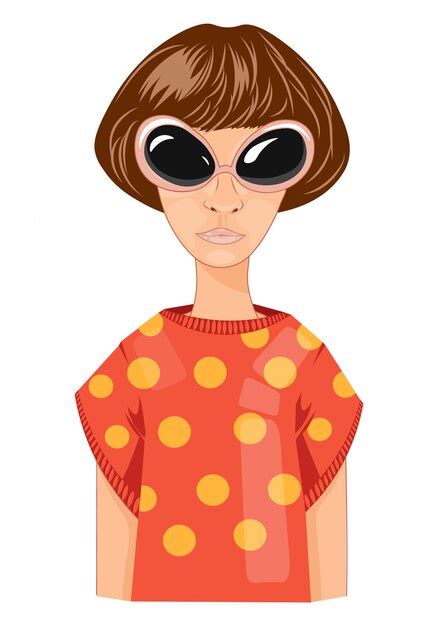 Mujer Moderna Con Pelo Corto Y Gafas Vector Premium