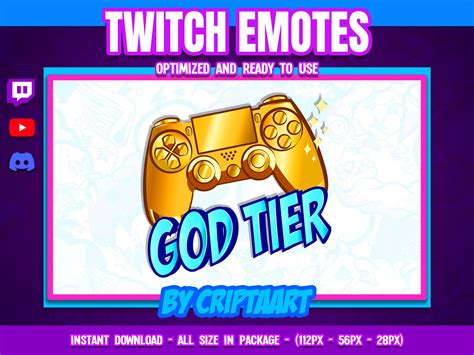 Joystick God Tier Twitch Emote Gaming Controller Gg Sub Emoji Gamer