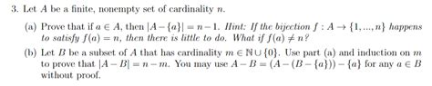 Solved 3 Let A Be A Finite Nonempty Set Of Cardinality N