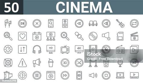 이어폰 앞으로 십자가 휴대 전화 사운드 박스 뒤로 보고서 프리젠 테이션 다이어그램 웹 디자인 모바일 응용 프로그램과 같은 50 개의 개요 웹 시네마 아이콘 세트 기타