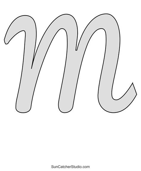 Cursieve Letter M Stencil Bold Thick Script Letter Stencils Number