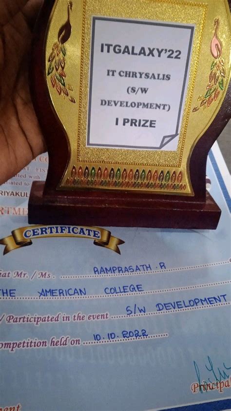 ram prasath on linkedin i secured first place in software development