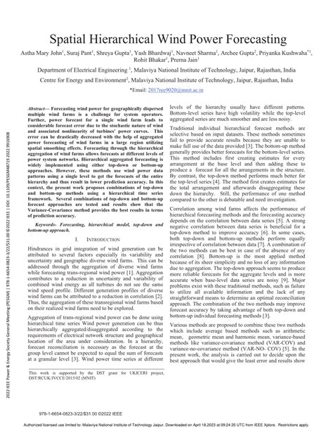 Pdf Spatial Hierarchical Wind Power Forecasting