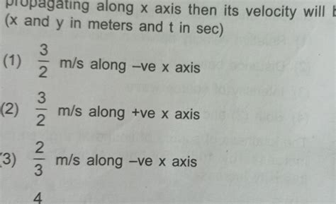 Answered Propagating Along X Axis Then Its Velocity Will B X And Y In