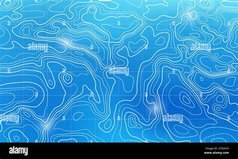 Ocean Topographic Line Map With Curvy Wave Isolines Vector Illustration