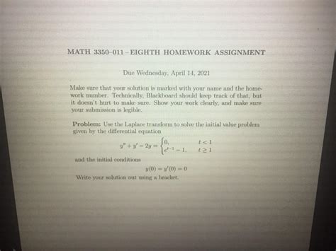 Solved Problem Use The Laplace Transform To Solve The Chegg