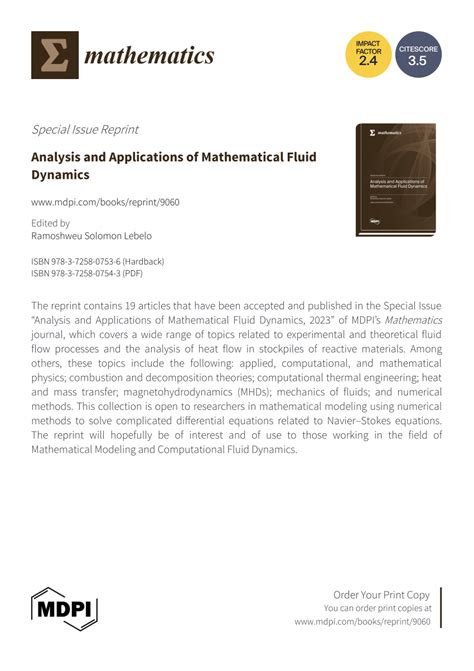 Pdf Analysis And Applications Of Mathematical Fluid Dynamics