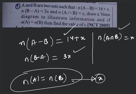 1 a and b are two sets such that n a−b 14 x n b−a 3x and n a∩b