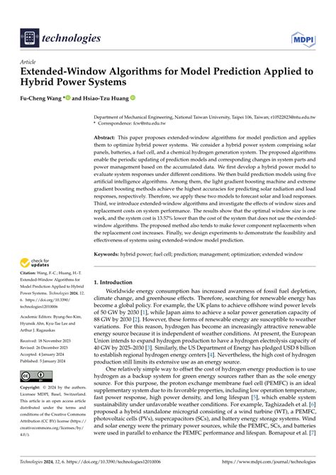 Pdf Extended Window Algorithms For Model Prediction Applied To Hybrid Power Systems