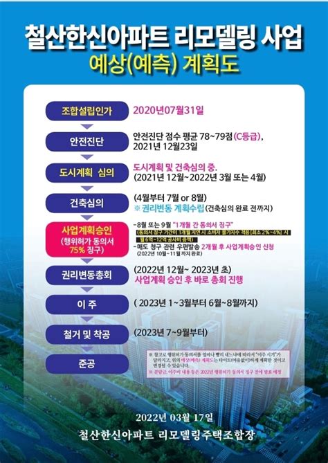 철산한신아파트 주택조합 도시계획 및 건축심의 중