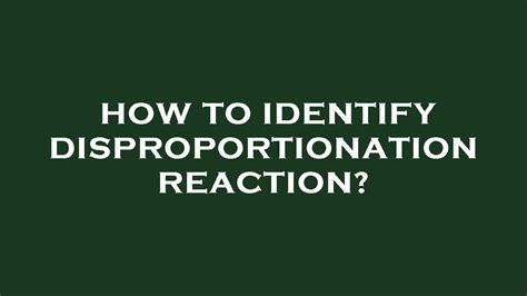 How To Identify Disproportionation Reaction Youtube