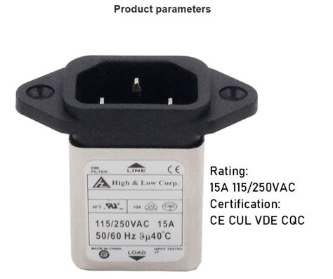 C14 Iec Ac Emi Filter 6a 250v Ac Power Entry Modules 3 Phase