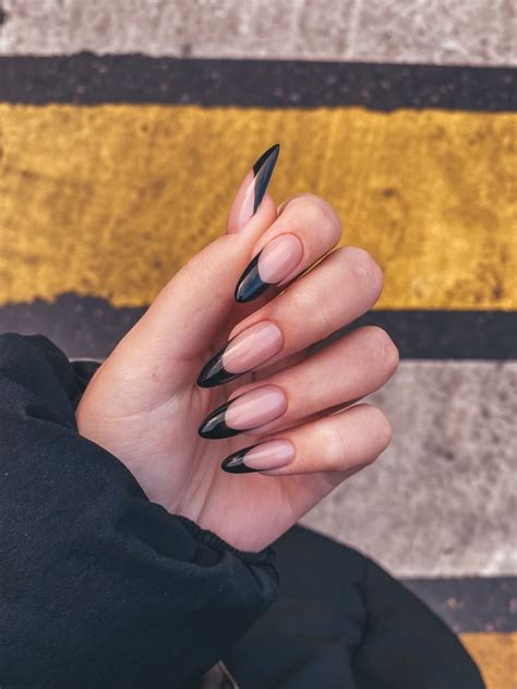 Чёрный френч🖤 Unghie Idee Unghie Color Nude Unghie Con French Manicure