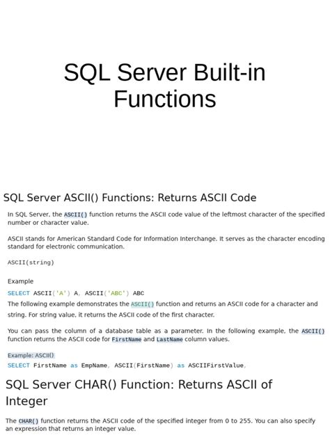 sql server built in functions pdf microsoft sql server sql