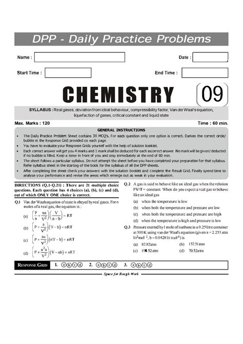 Solution Dpp No 9 Real Gases Deviation From Ideal Behaviour Compressibility Factor Vander Waals