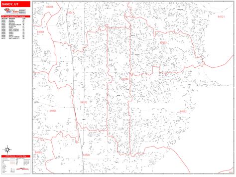 Sandy Utah Zip Code Wall Map Red Line Style By Marketmaps