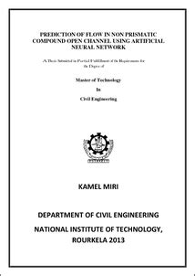 Prediction Of Flow In Non Prismatic Compound Open Channel Using Artificial Neural Network Ethesis