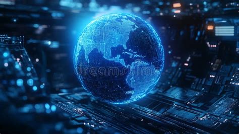 Digital Global Network Futuristic Technology World Map Abstract