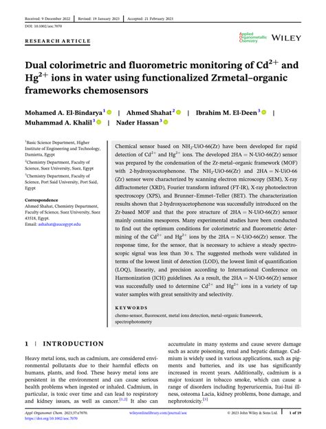 Dual Colorimetric And Fluorometric Monitoring Of Cd2 And Hg2 Ions In Water Using