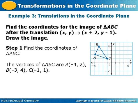 Transformations Coordinate Plane Transformations In In The Coordinate