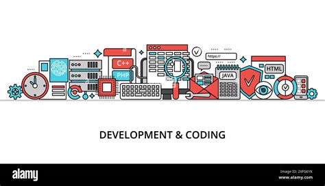 Concept Of Programming Development Software And Coding Process Modern Flat Editable Line