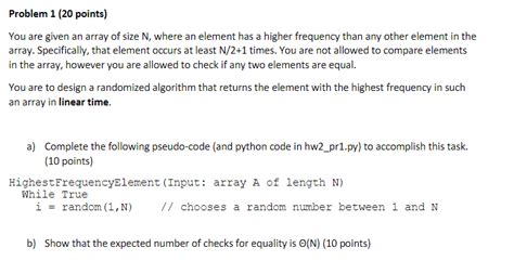 Problem 1 20 Points You Are Given An Array Of Size Chegg Com