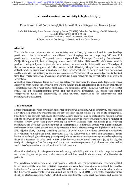 Pdf Increased Sensorimotor Structural Connectivity In High Schizotypy