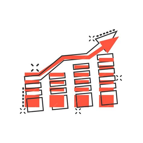 Diagrammdiagramm Symbol Im Comic Stil Pfeil Wachsen Cartoon Vektor
