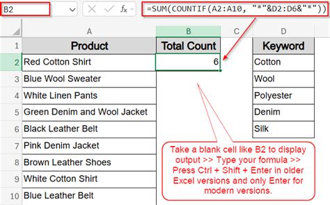 Countif To Count If Cell Contains Text From List In Excel Excel Insider
