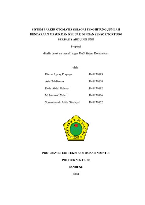 Doc Sistem Parkir Otomatis Sebagai Penghitung Jumlah Kendaraan Masuk Dan Keluar Dengan Sensor