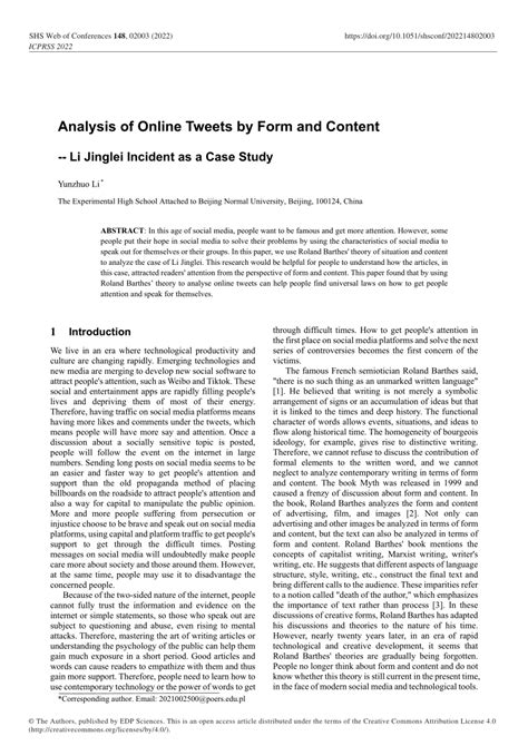pdf analysis of online tweets by form and content