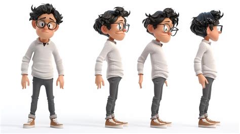Premium Photo 3d Rendered Multiple Poses And Expressions Person In One Frame