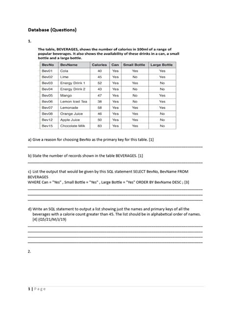 Database Questions Pdf Sql Databases