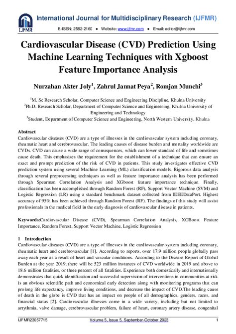 Pdf Cardiovascular Disease Cvd Prediction Using Machine Learning